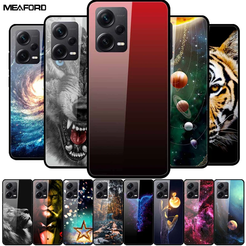 For-Redmi-Note-12-Pro-5G-Case-Fashion-Tempered-Glass-Hard-Back-Cover ...
