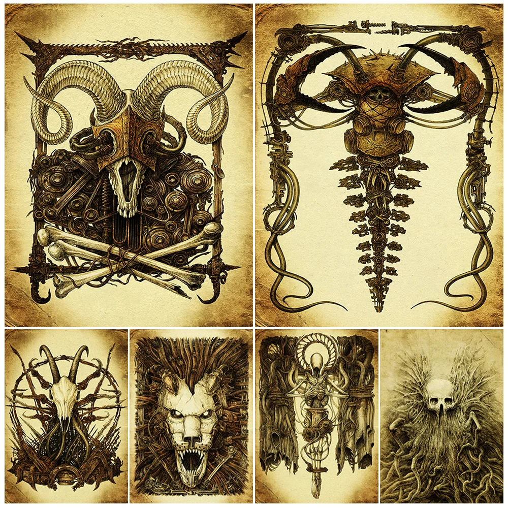 Zodiac-Sign-Punk-Constellation-Gothic-Wall-Art-Canvas-Painting-Cancer ...