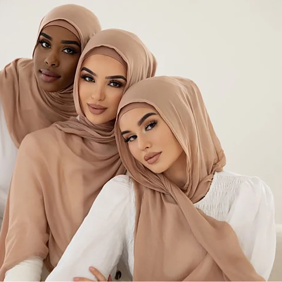 Kain-Modal-syal-jilbab-jahitan-ganda-tepi-polos-katun-Viscose-wanita ...
