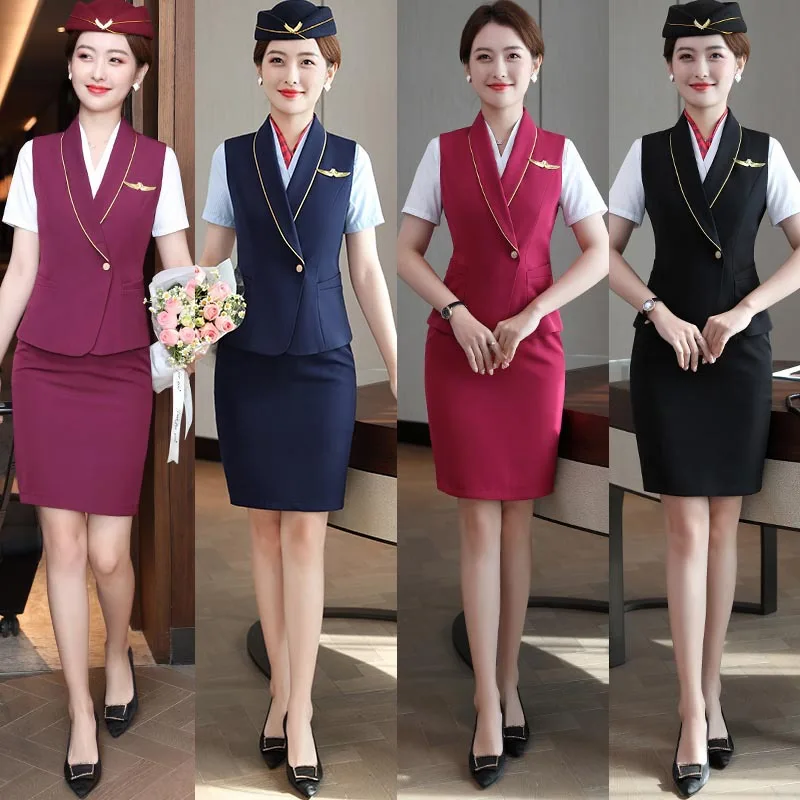 A88Stewardess-Uniform-Hotel-Front-Desk-Female-Waiter-Workwear-High-End ...