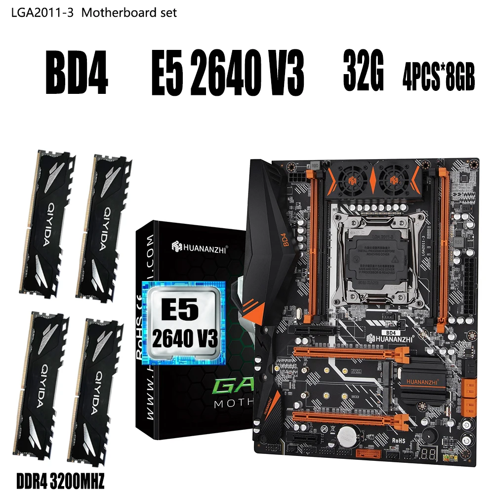 HUANANZHI BD4 LGA2011 3 motherboard set E5 2640V3 CPU 4x8GB =32GB ...