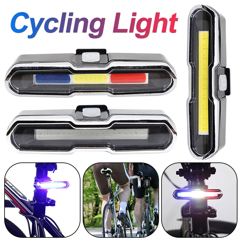USB-Rechargable-Bicycle-Light-Blue-Red-Dual-Color-Waterproof-Cycling ...