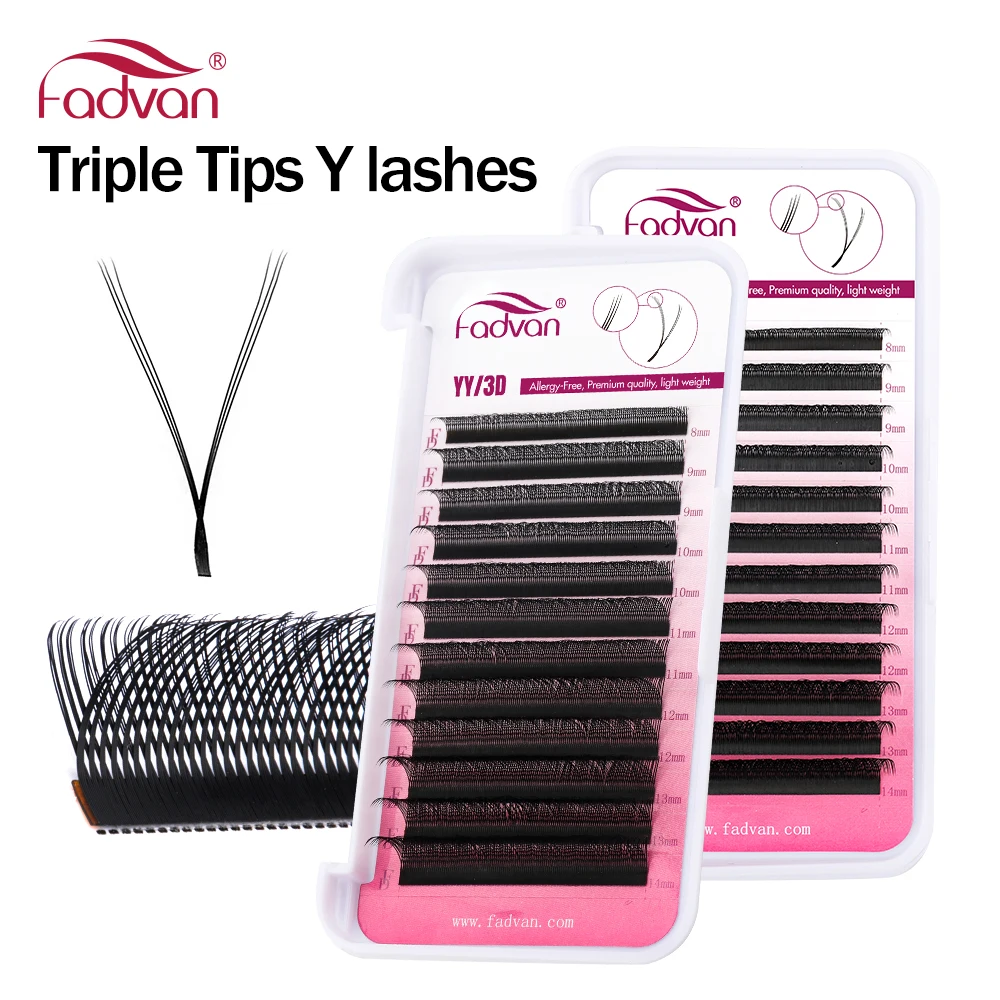 Fadvan 3D YY Shaped Lashes Extension 3 Split Tips Eyelash Soft BASF ...