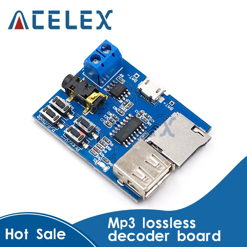 Tf Card U Disk Mp3 Format Decoder Board Module Amplifier Decoding Audio ...