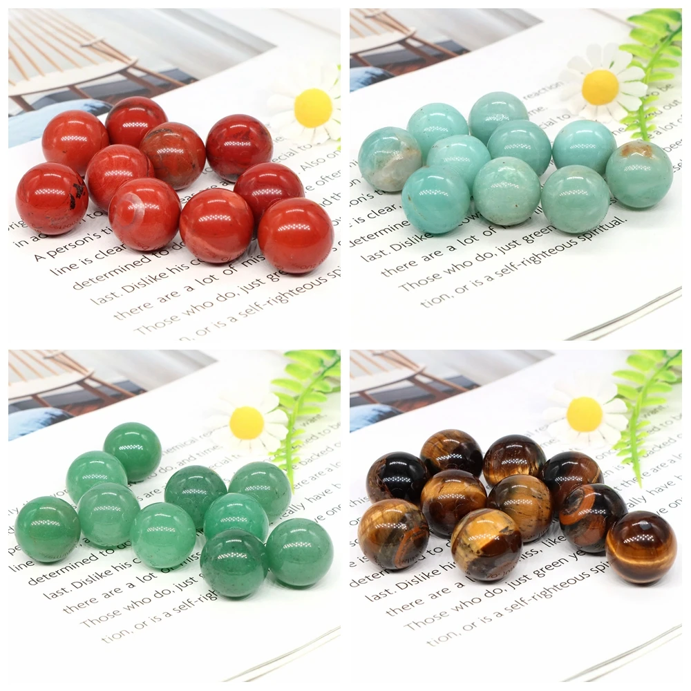 16mm Mini Crystal Ball Set Natural Gemstone Sphere Decor Pocket Stone ...