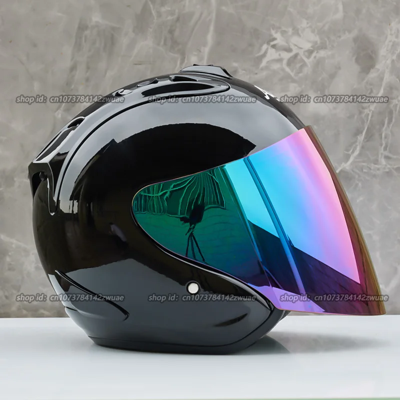 Ram4-Bright-Black-Half-Helmet-Men-and-Women-Motorcycle-Off-Road-Summer ...
