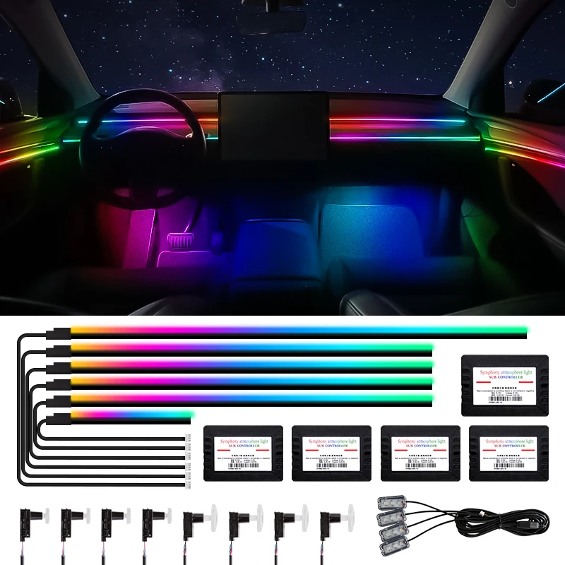 Car Interior Ambient Lights Acrylic Optical Fiber Led Colorful Strips ...