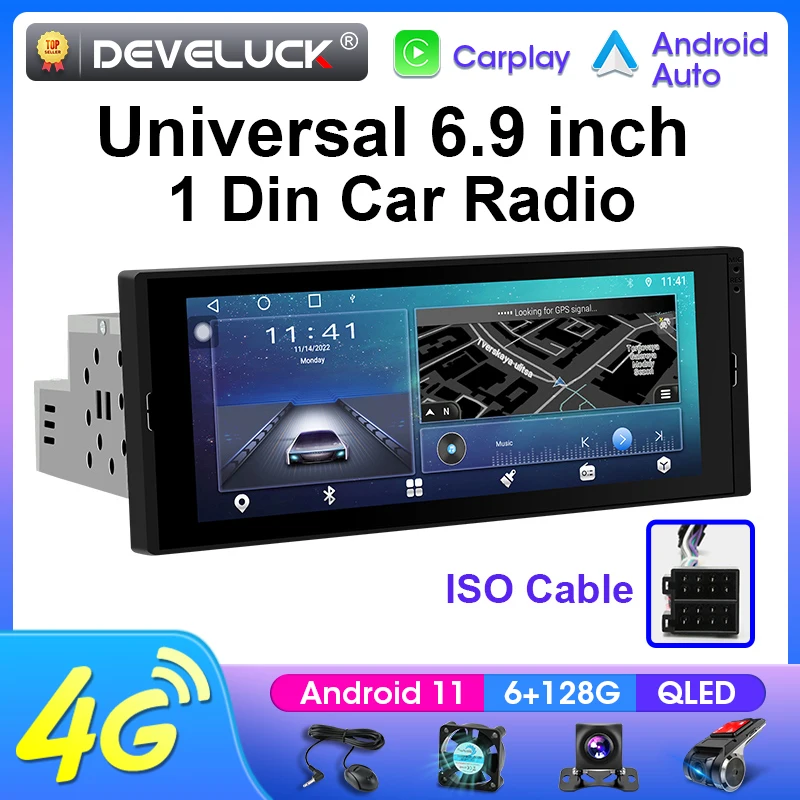 Universal 6.9" Car Radio 1 Din Android 10 Stereo Multimedia Video ...