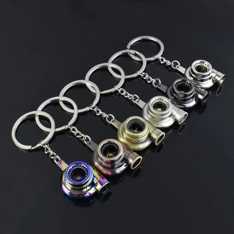 Mini Turbo Turbocharger Keychain Spinning Turbine Key Chain Ring ...