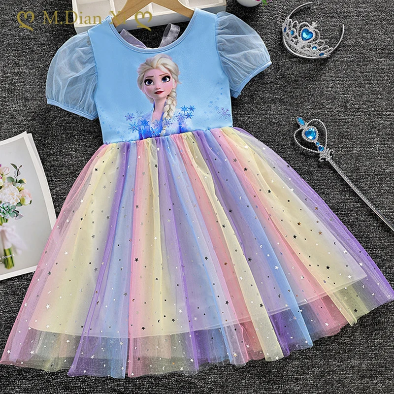 여아용 여름 드레스 겨울왕국 엘사 안나 공주 생일 의상 귀여운 한국 메쉬 유아 어린이 옷 Aliexpress