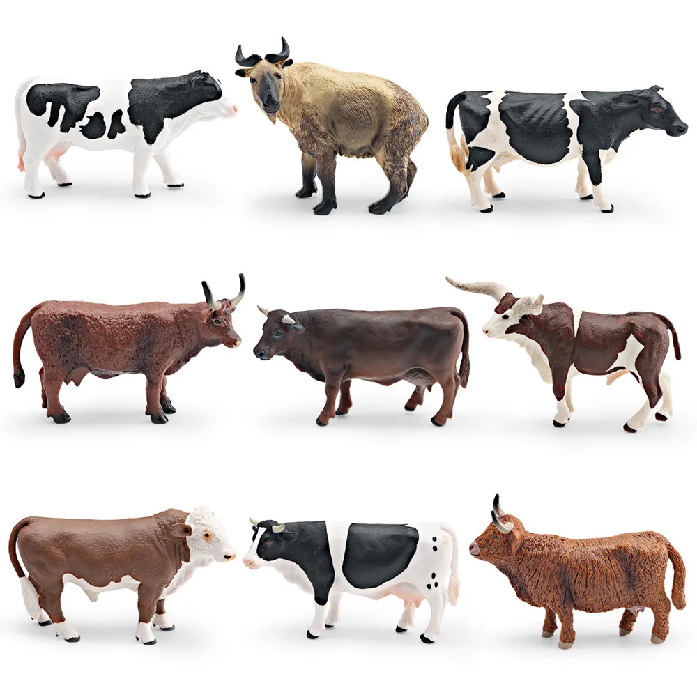 Simulation Cattle Solid Figurines Cow Bull Ox Takin Garden Home Decor ...