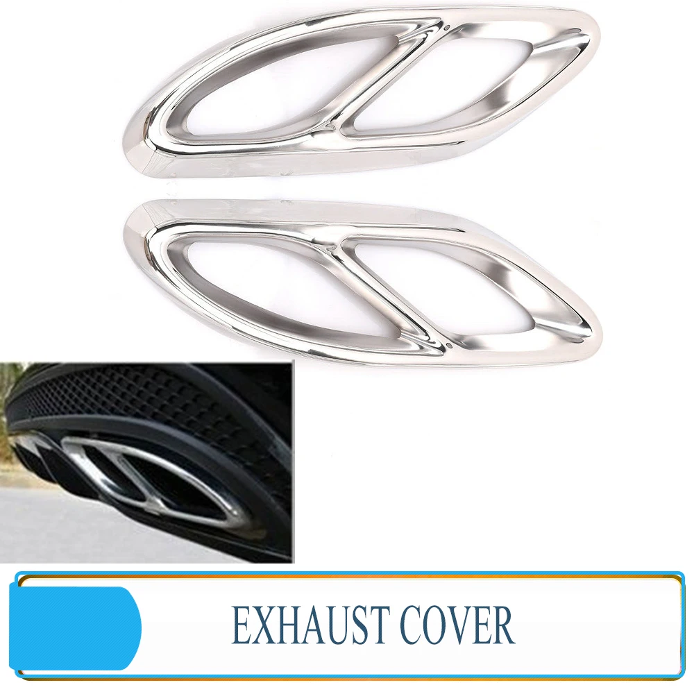 2Pcs Car Rear Dual Exhaust Pipe Cover Trim Chrome Car Exterior ...