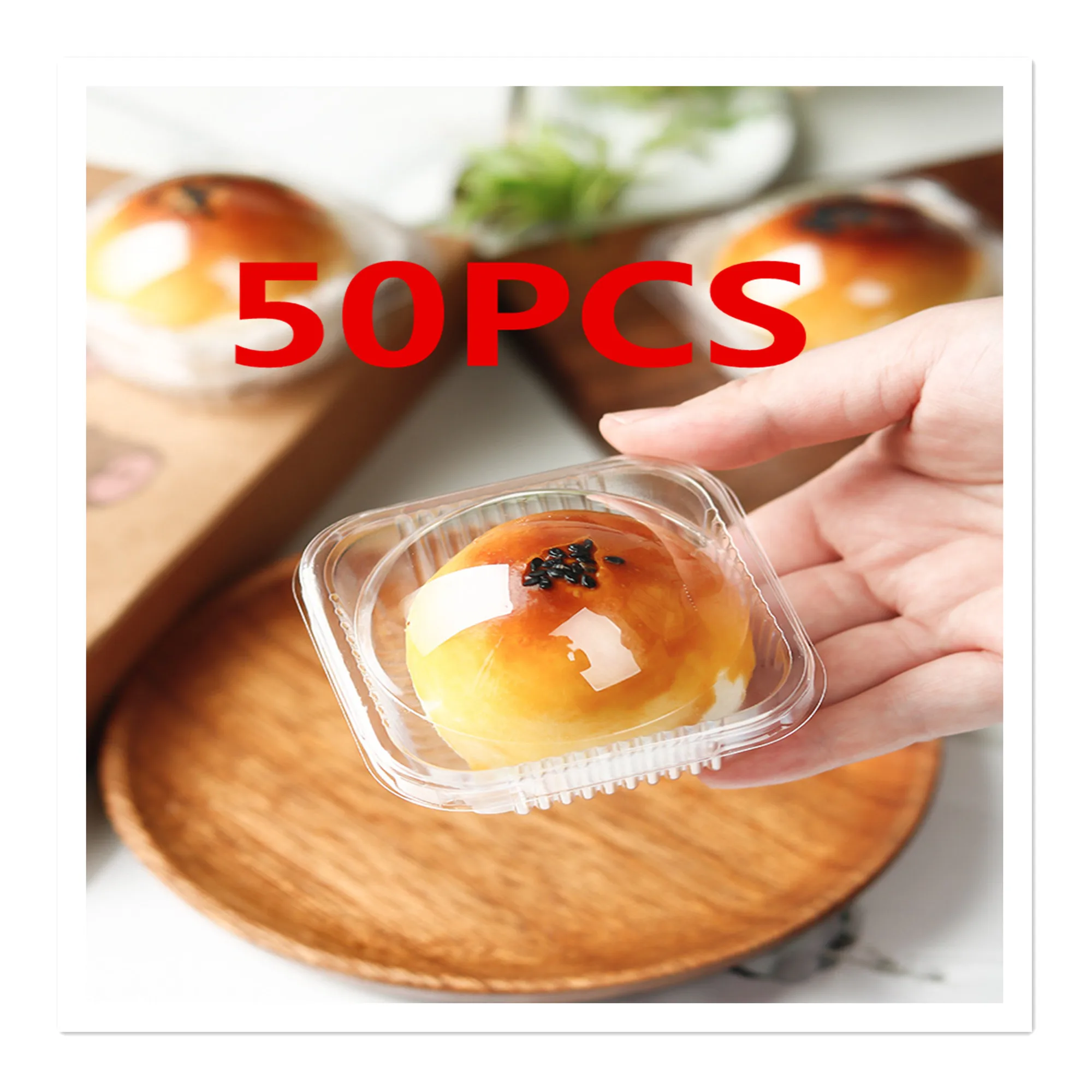 50 PCS Transparent Round Snow Maiden Packaging Box Egg Yolk Crispy ...