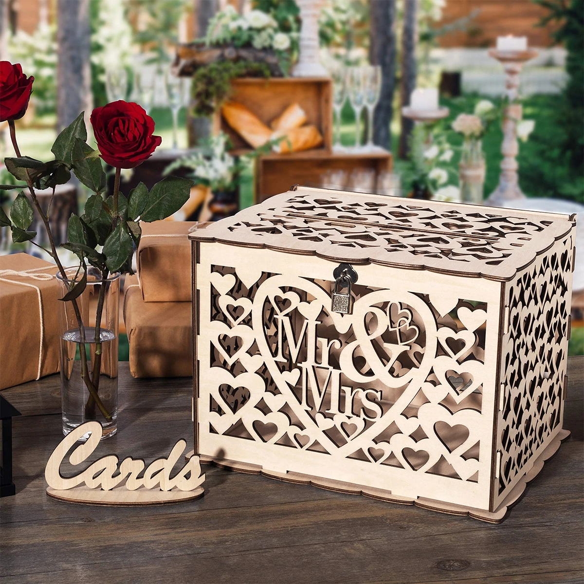 DIY-Wooden-Wedding-Card-Box-Check-in-Box-Floral-Pattern-Creative-Money ...