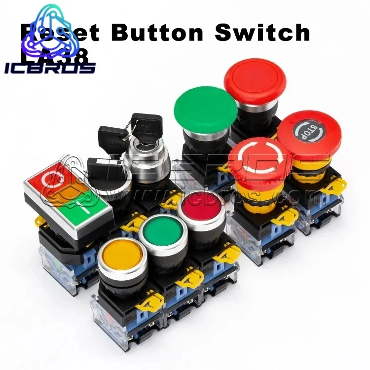 22mm-LA38-Round-power-button-switch-1NO-1NC-Instantaneous-Button-Switch ...