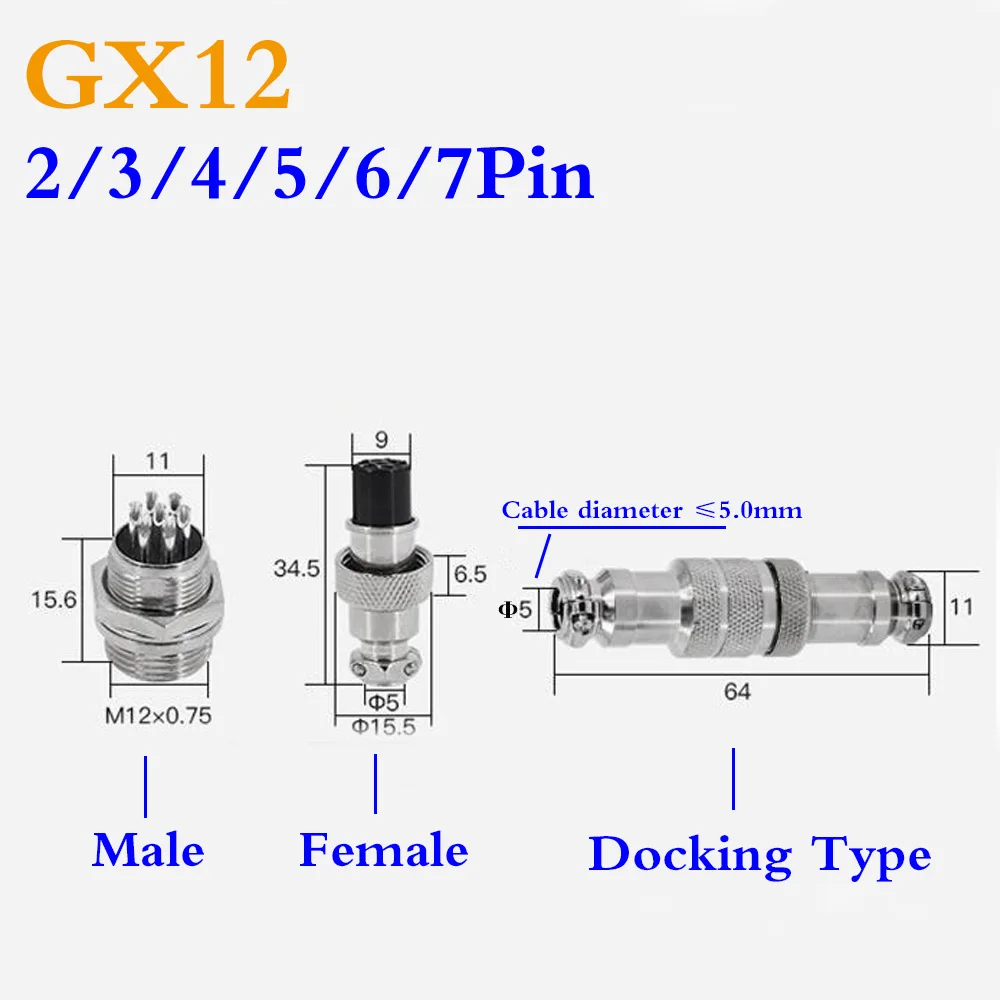 GX12 Aviation Plug Pin 12mm Metal Male Female Panel, 40% OFF