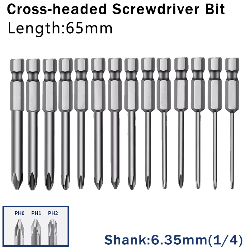 10Pcs-65mm-Magnetic-Slotted-Screwdriver-Bit-S2-Steel-1-4-Hex-Shank-65mm ...