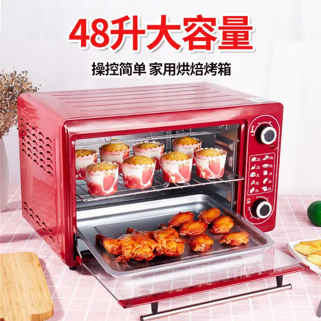 Horno eléctrico automático para el hogar, horno pequeño multifunción de gran capacidad de 48L ...