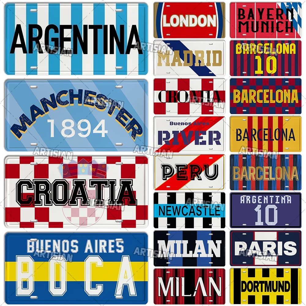 Artisian-Ctiy-License-Plate-MILAN-Barcelona-Madrid-Country-Metal-Plaque ...