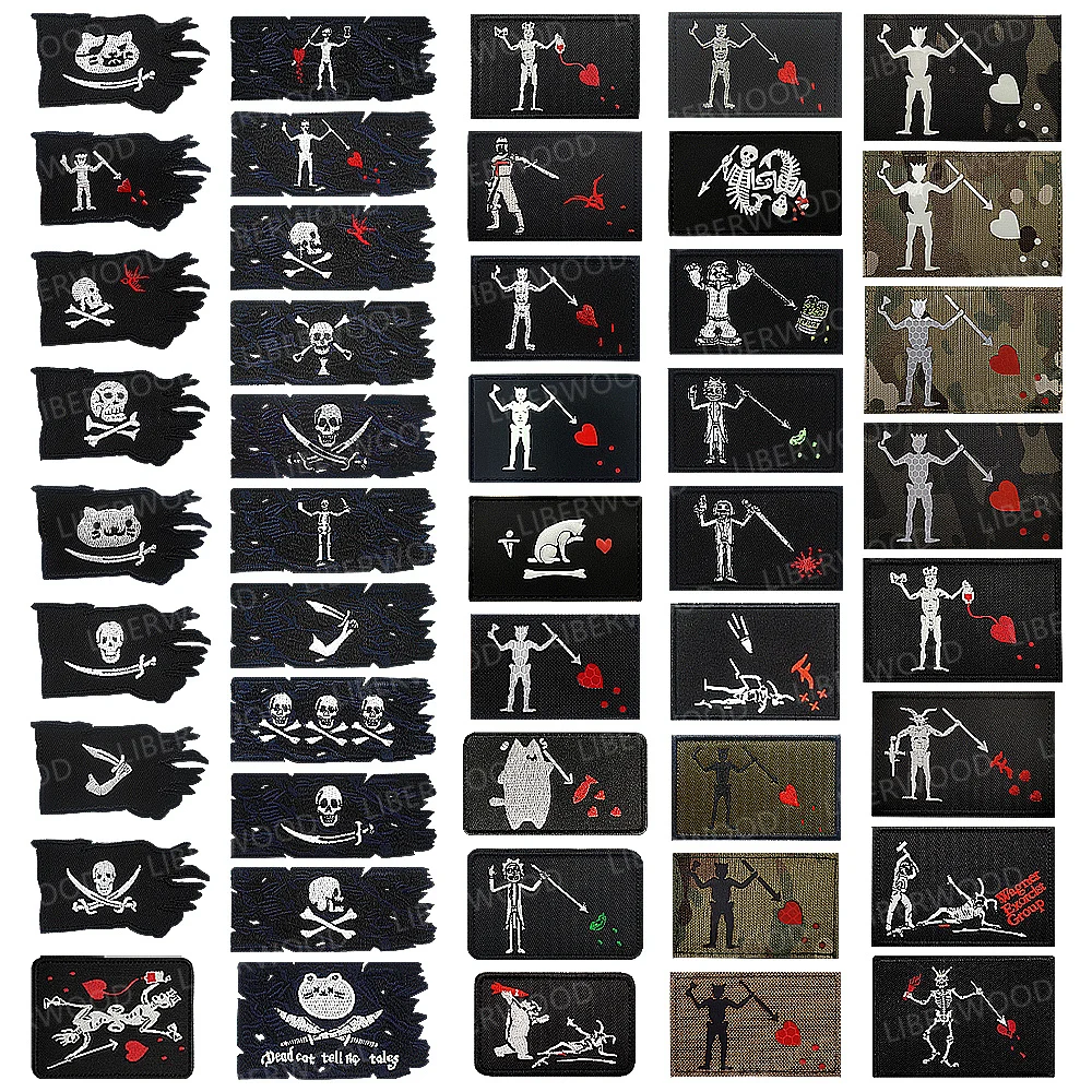 Pirate Flags Jolly Roger Black Beard Edward Teach Tactical Patch Hook ...