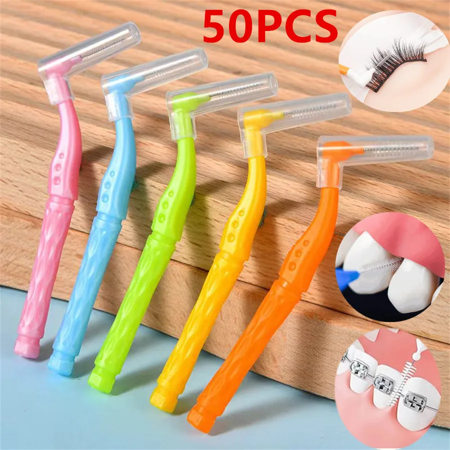 50pcs Interdental Angle Brushes, Reusable Dental Cleaners, Oral Hygiene ...