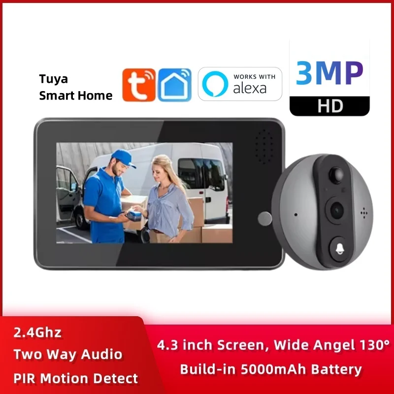 Tuya-Smart-Home-Wireless-Wifi-Video-Doorbell-4-3inch-HD-3MP-Ring-Bell ...