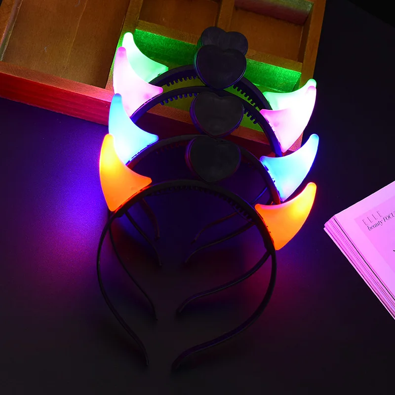 12pcs Woman Girl LED Light Up Small Devil Horn Headband Glowing ...