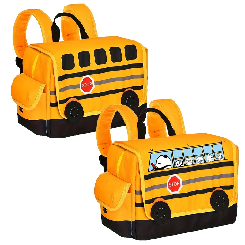 Student-School-Bag-Cartoon-School-Bus-Backpack-Panda-Driver-Large ...