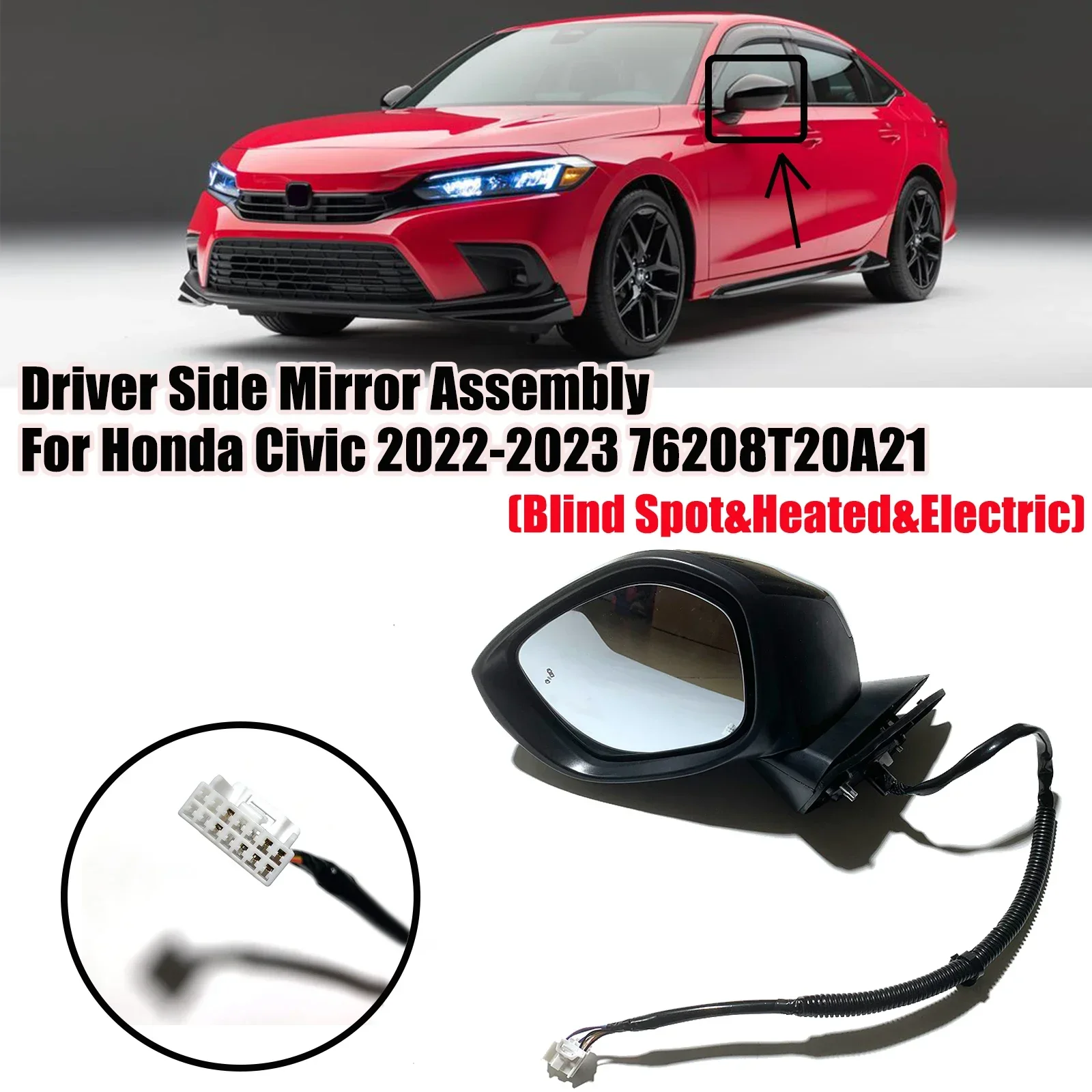 For-Honda-Civic-2022-2023-Driver-Side-Car-Rearview-Mirror-Assembly ...