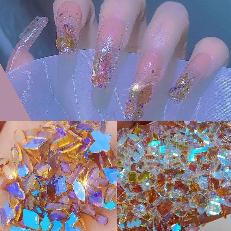 100pcs 3D Gems Nails Art Decoration Stone Random Resin Shaped Drill ...