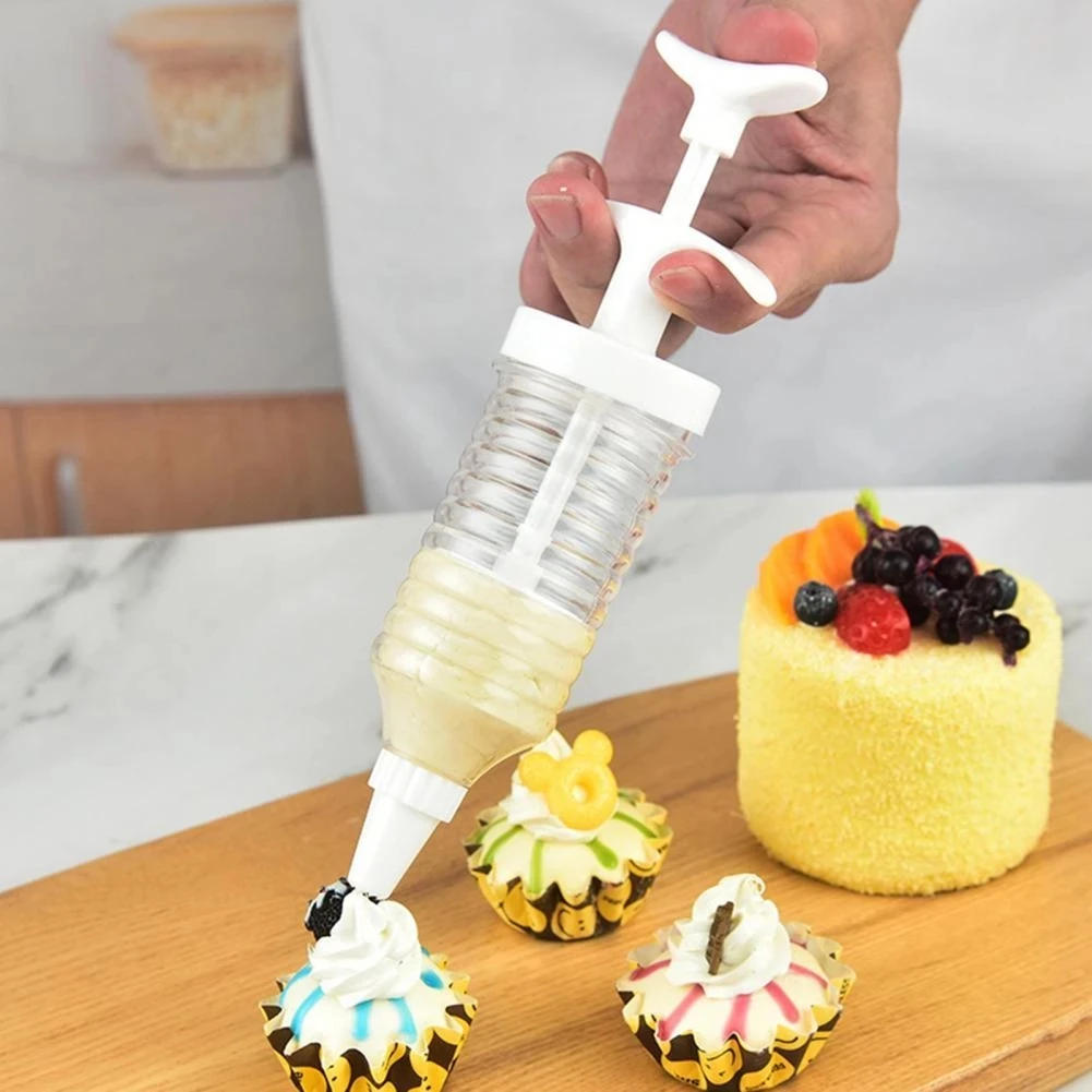 8-pipe-nozzles-with-syringe-Plastic-cream-baking-nozzle-dispenser-Icing ...