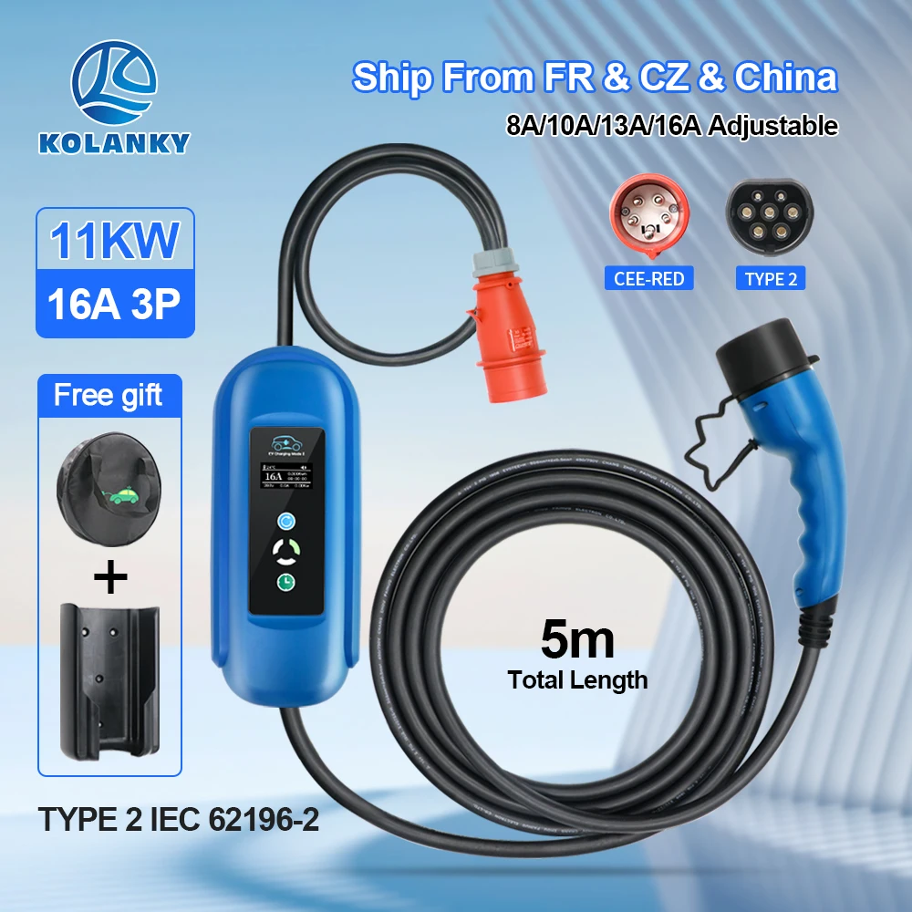 Mobile-EV-Charger-16A-11KW-Type-2-IEC-62169-Plug-Adjust-Current-Timer ...