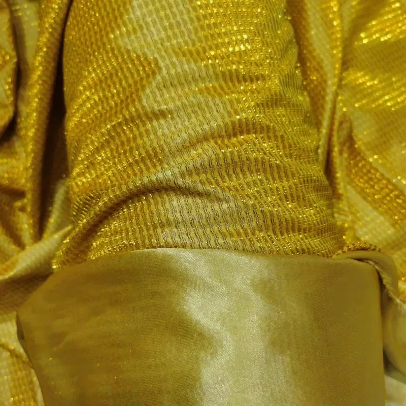 Gold Silver Wire Glitter Fabric Golden Grid Fashion Elastic for ...