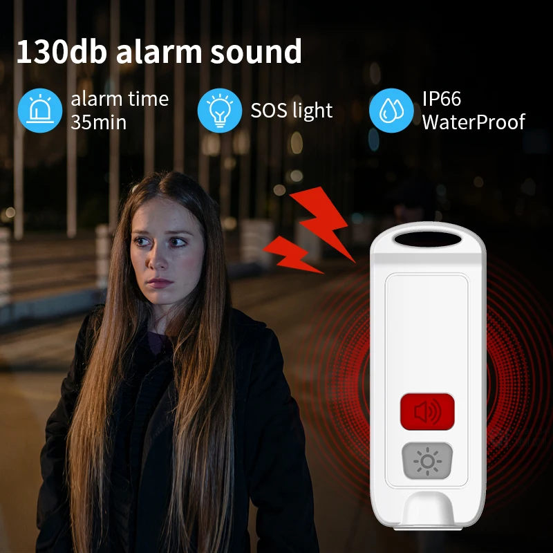 130dB Self Defense Alarm Keychain Mini USB Rechargeable Emergency ...