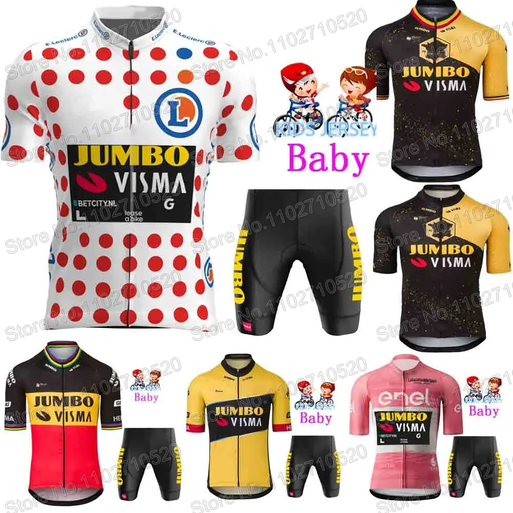 Kids Jumbo Visma 2023 TDF Cycling Jersey Set Boys Girls Green Cycling ...