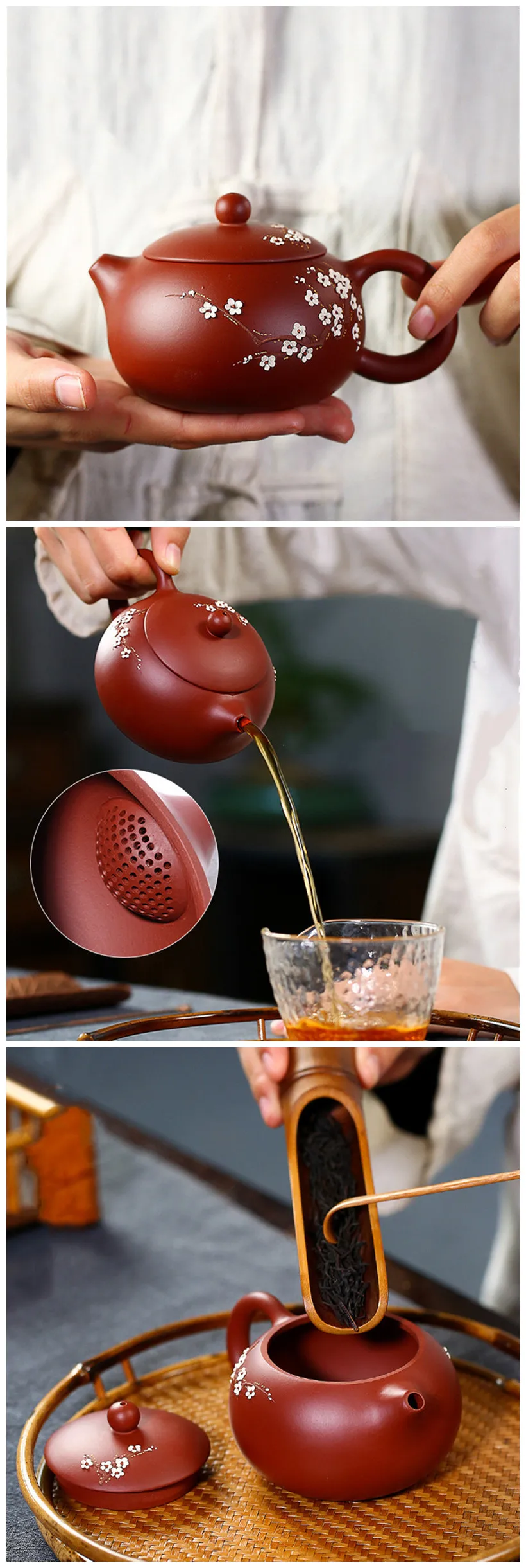 240ml Authentic Yixing Purple Clay Teapots Famous Handmade Xishi Tea ...