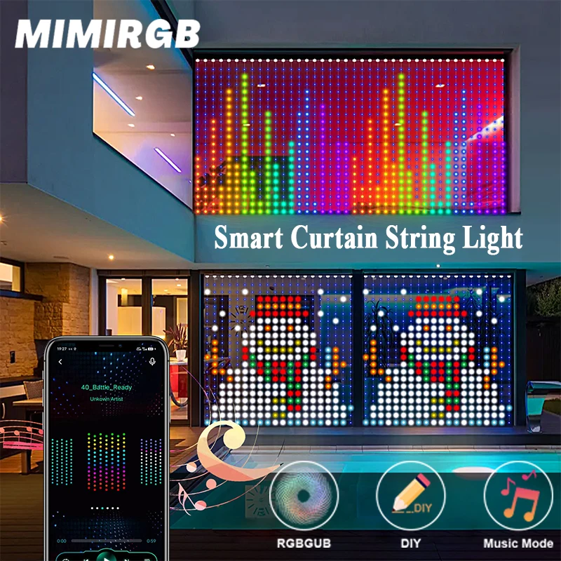 2Pcs-Smart-App-Control-RGB-Curtain-Lights-DIY-Picture-Text-Display ...