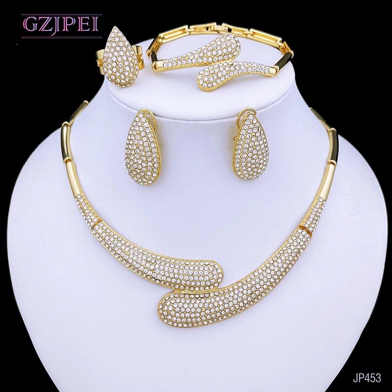 Dubai Gold Color Jewelry Sets For Women Simple Fashion Style Necklace ...