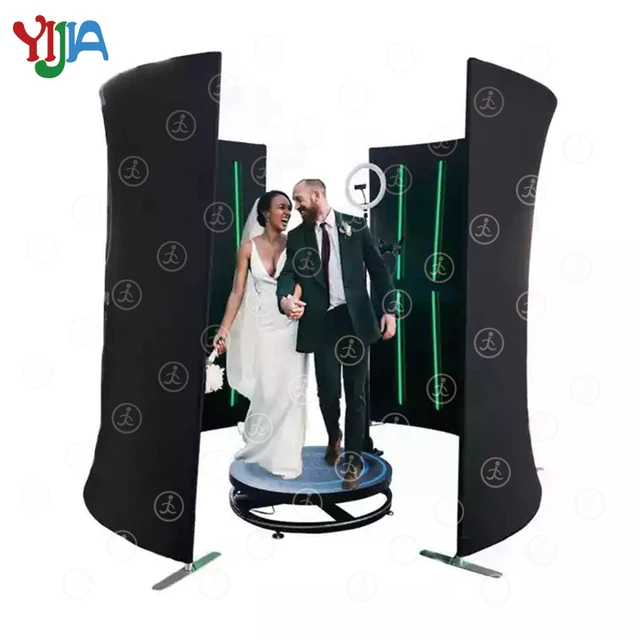 Portable 360 Spin Photo Booth Backdrop 360 Photo Booth Enclosure LED ...
