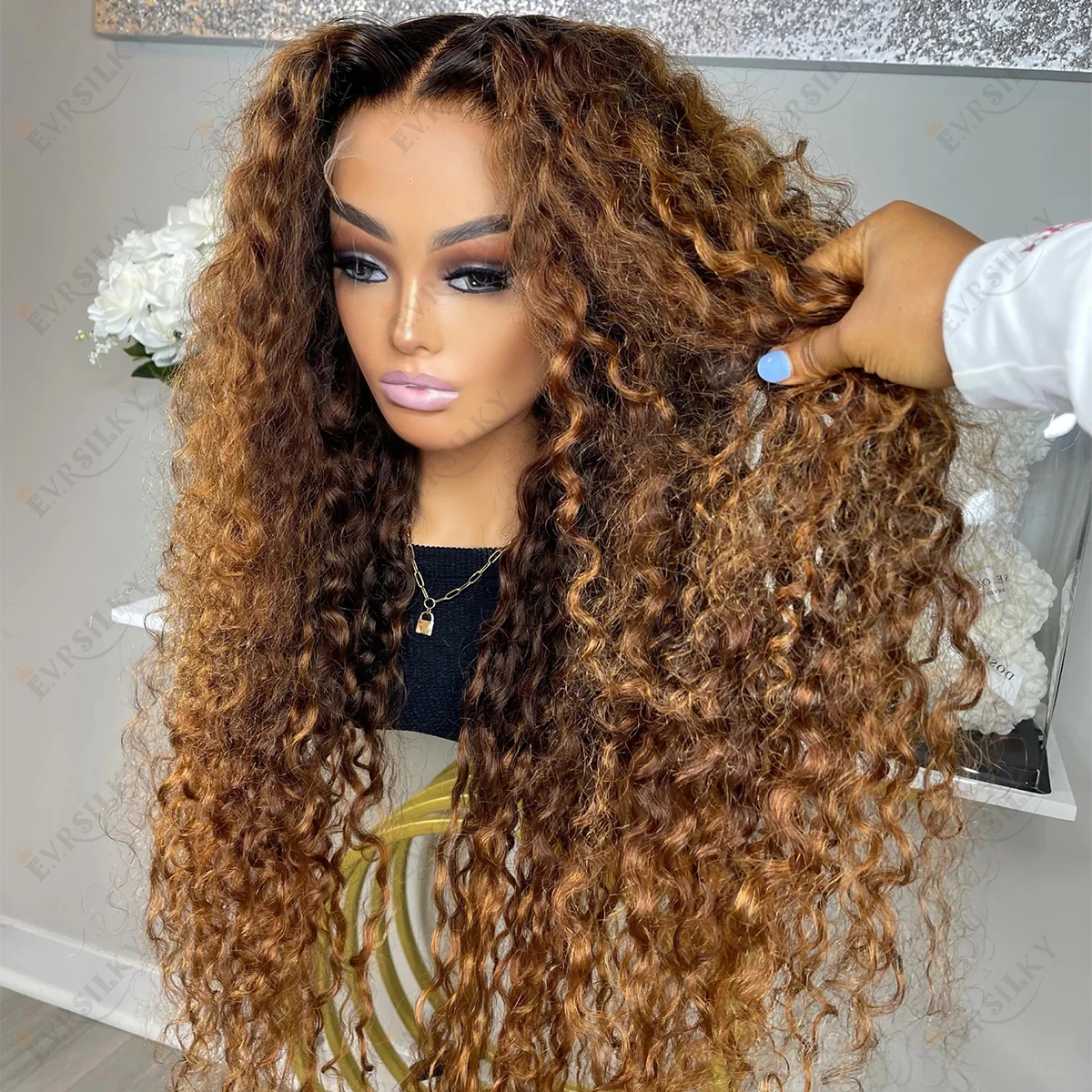 Peruca-de-cabelo-humano-onda-de-gua-para-mulheres-destaque-cacheado ...