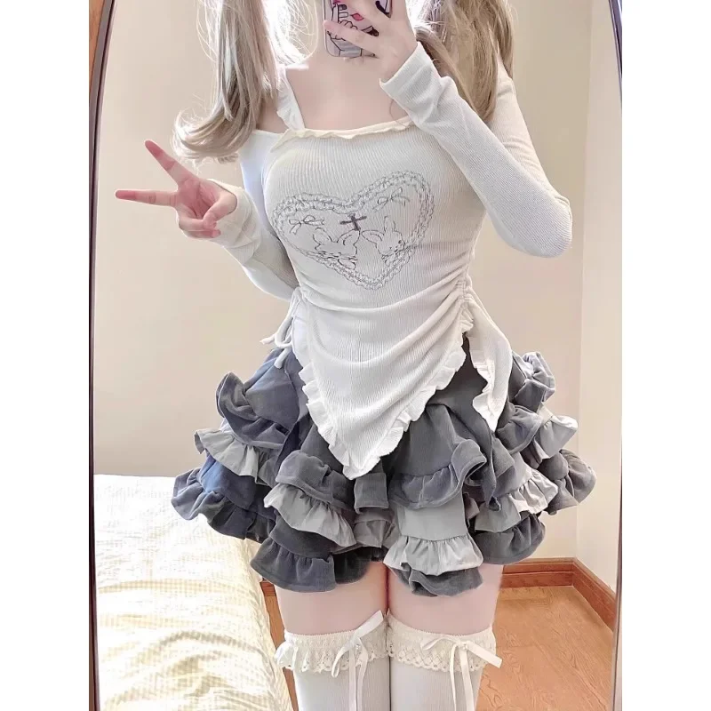 Y2K women clothing stitch matching sets Women's Two Pieces Set In ...