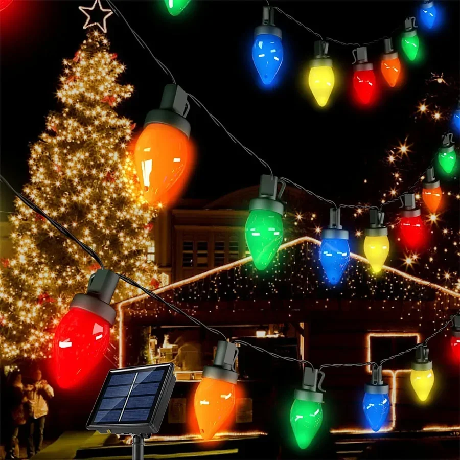 50 Solar Christmas Lights Multi Color LED Solar Christmas Light String