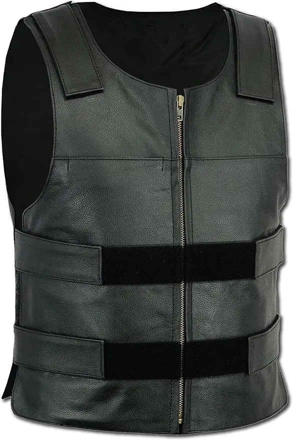 Men-Bullet-Proof-style-Leather-Motorcycle-Vest-for-bikers-Tactical ...
