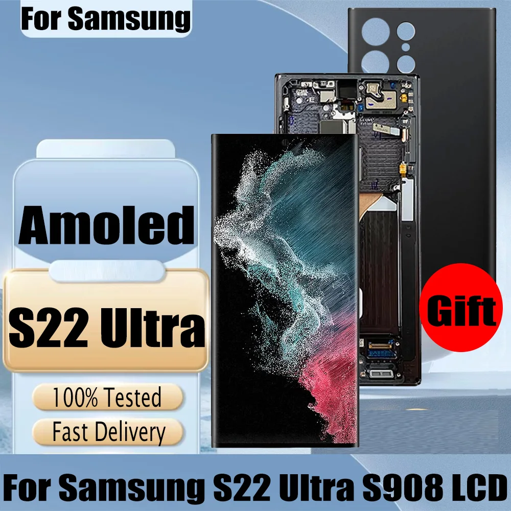 AMOLED For Samsung S22 Ultra 5G LCD S908 S908B S908U S908W S908N ...