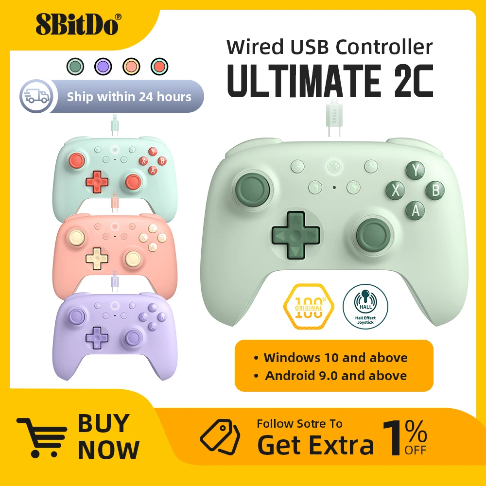 NEW-8BitDo-Ultimate-2C-Wired-Gaming-Controller-Gamepad-with-Hall-Effect ...