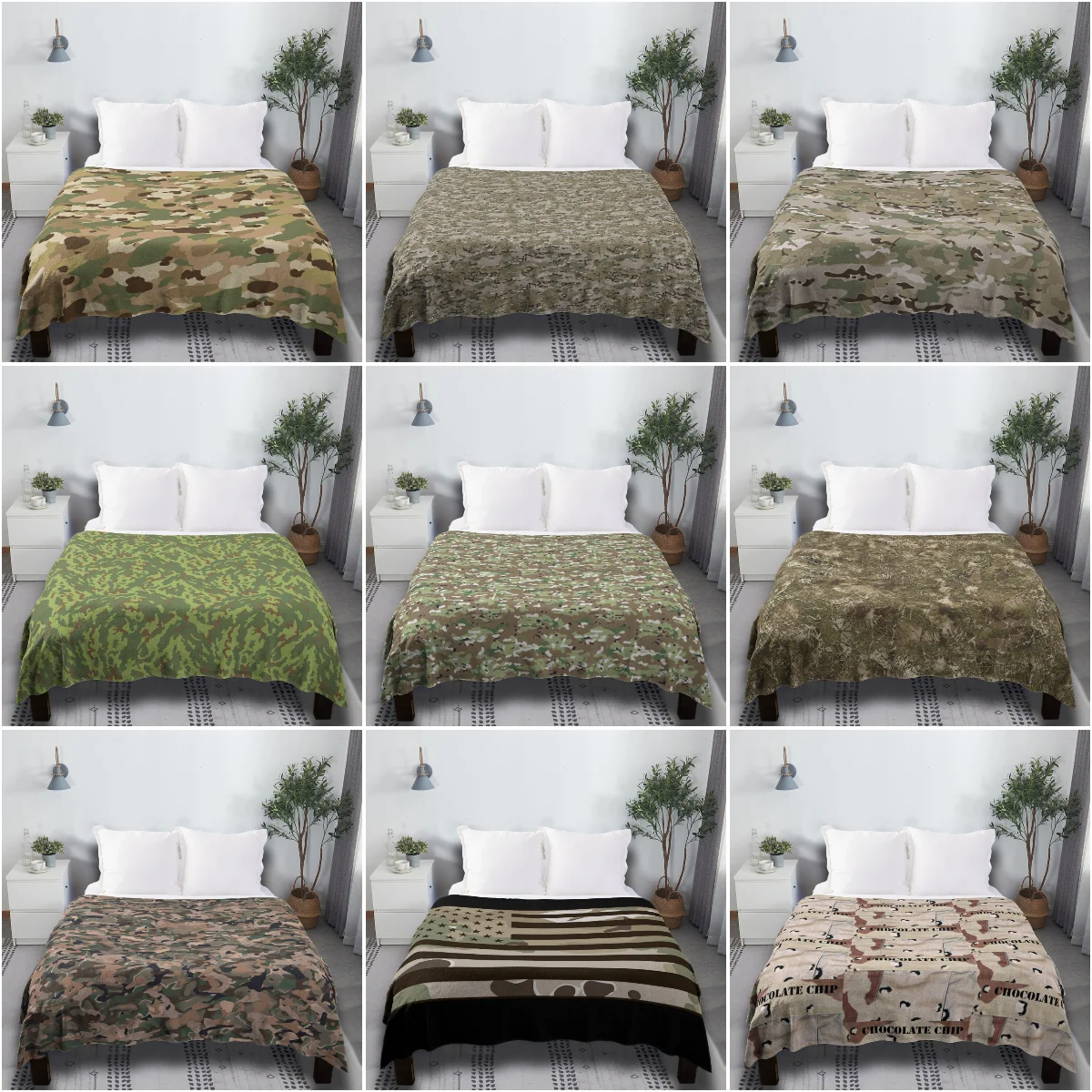 Sleepwish Military Camouflage Army Green Soft Fleece Throw Blanket ...