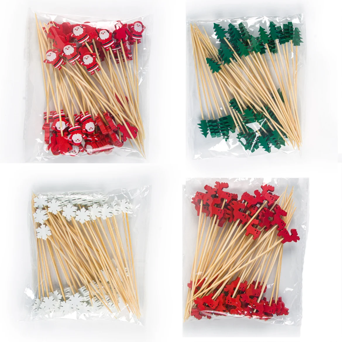 50pcs-Christmas-Bamboo-Cocktail-Picks-Santa-Claus-Snowflake-tree-Drink ...