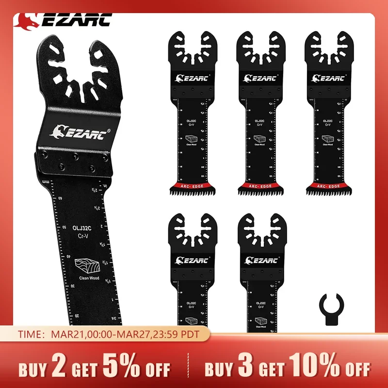 EZARC Japanese Tooth Oscillating Saw Blades - 5PCS Extra-Long Reach Arc Edge CRV Multitool ...