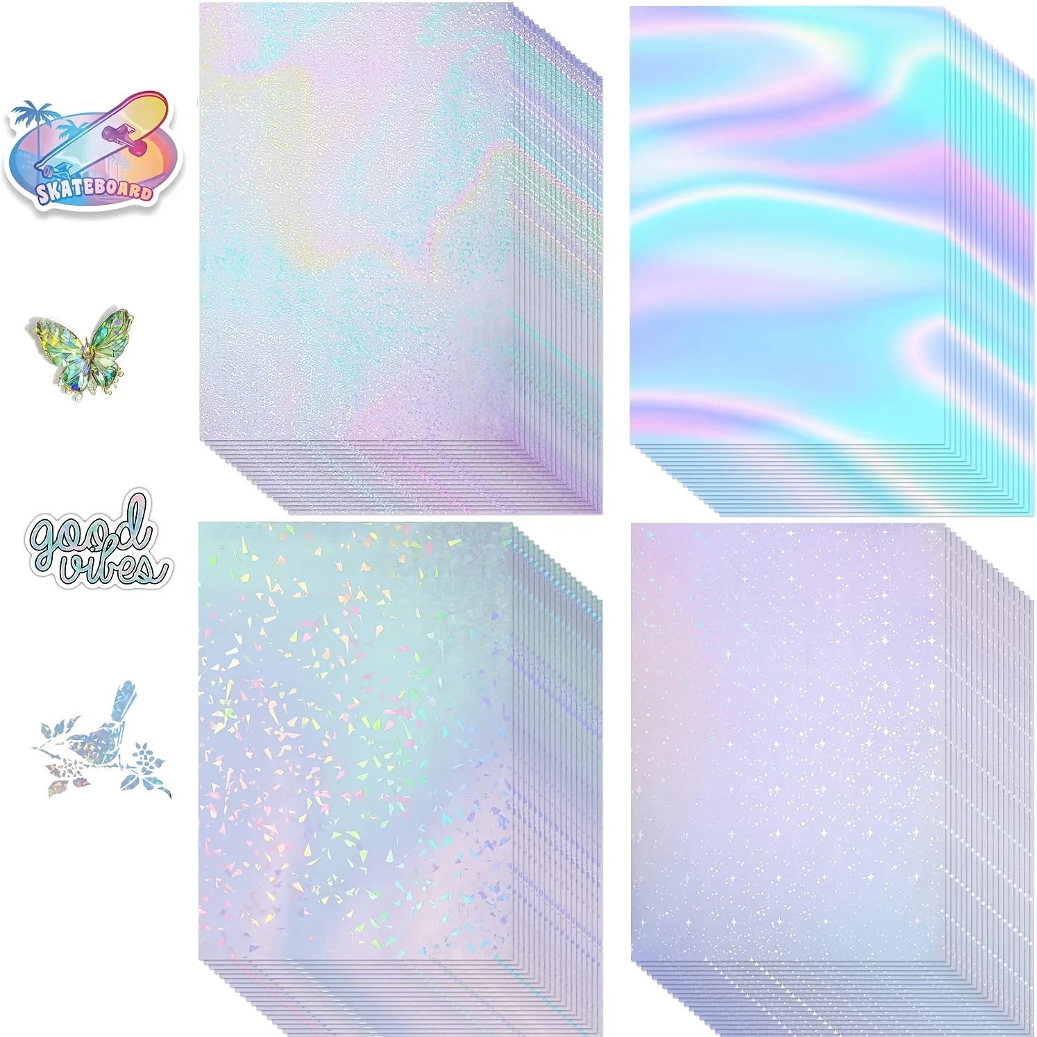 Holographic-Sticker-Paper-24-Pcs-Transparent-Holographic-A4-Vinyl ...
