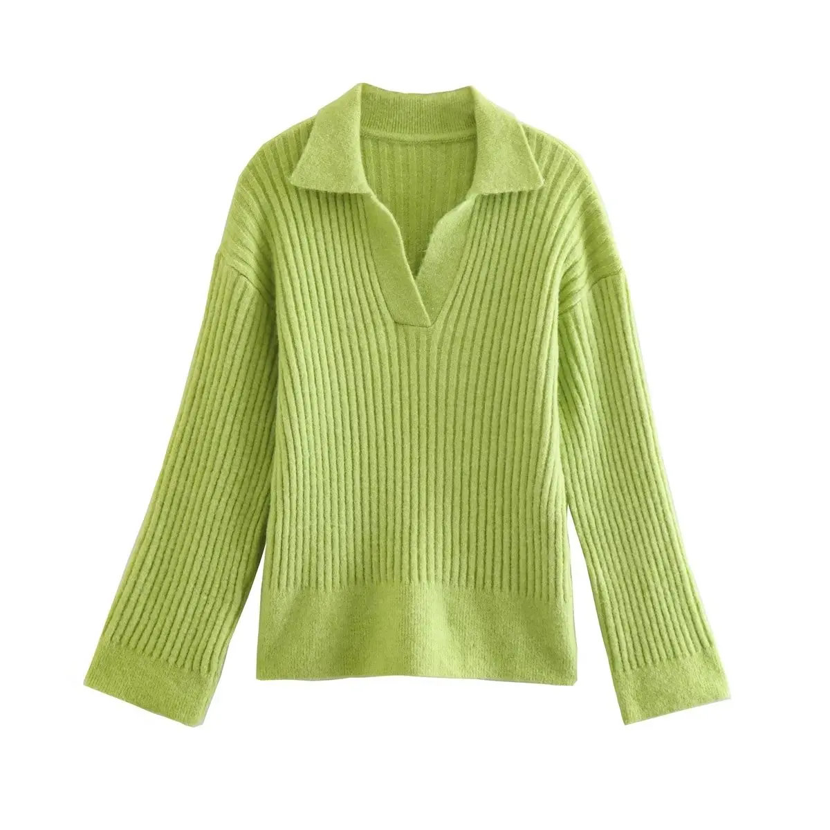 Green Sweater Women Pullover Fall Winter Women Warm Tops Jersey Long Sleeves Top Pulls Ribbed ...